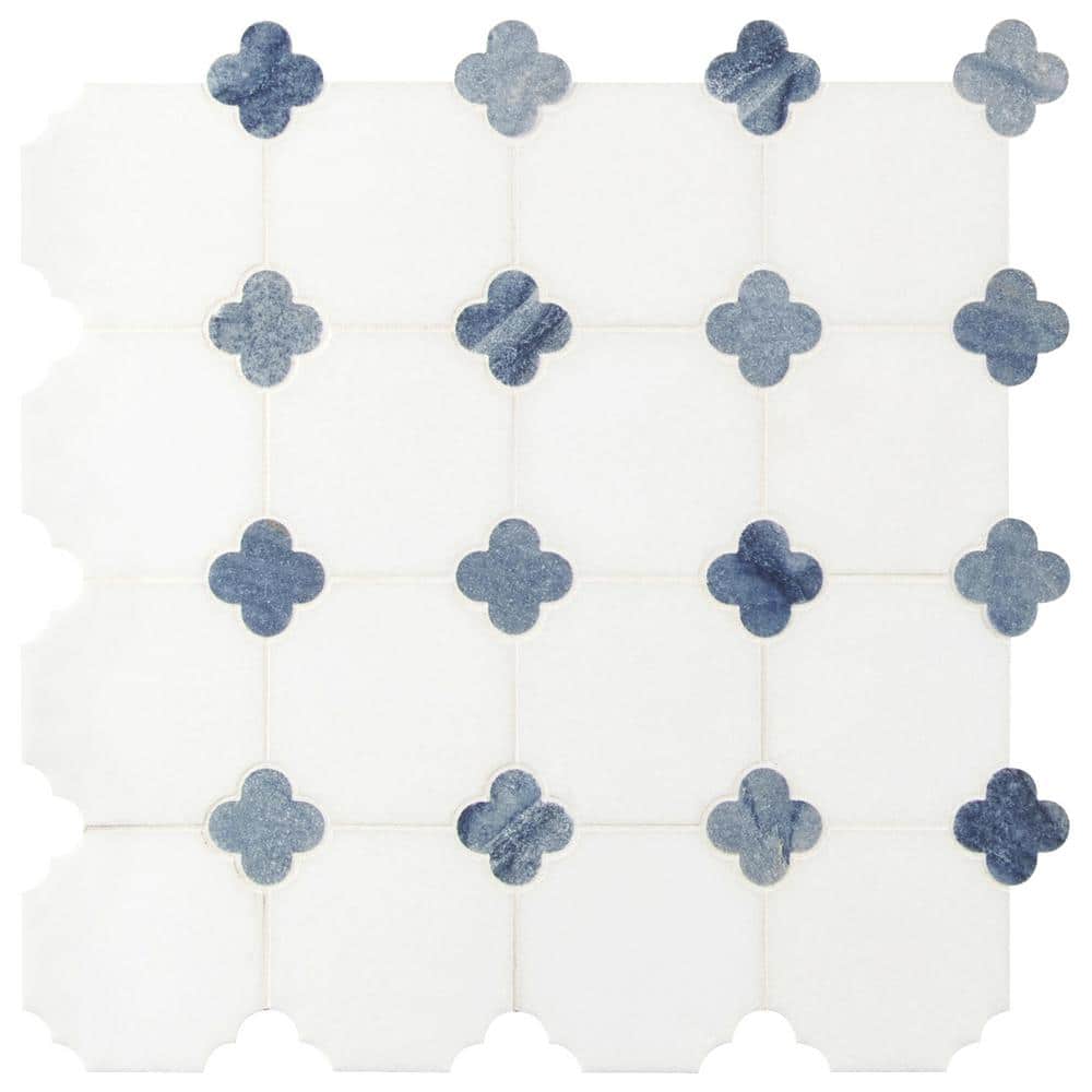 MSI Take Home Tile Sample - Azula Floret 4 in. x 4 in. Polished Marble ...