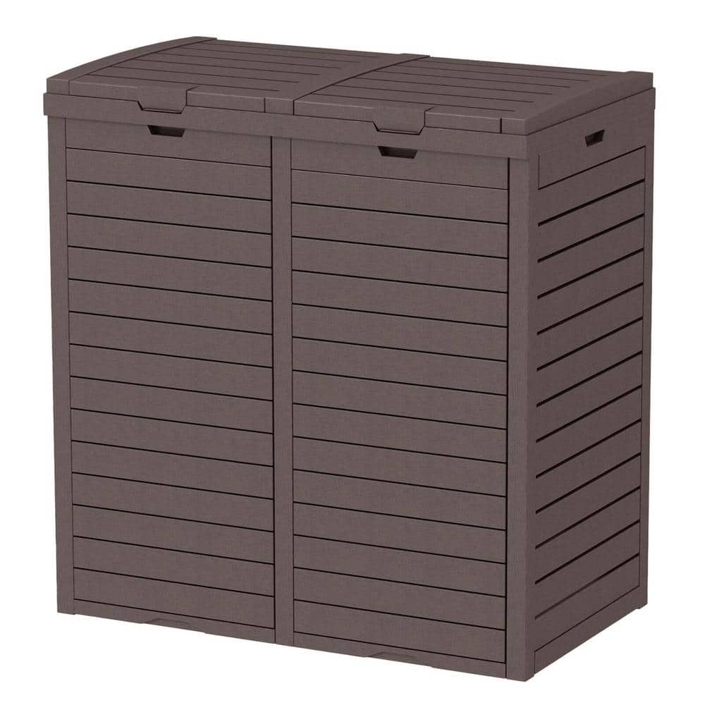 Patiowell 61 gal. Horizontal Resin Deck Box, Outdoor Trash Can Storage ...