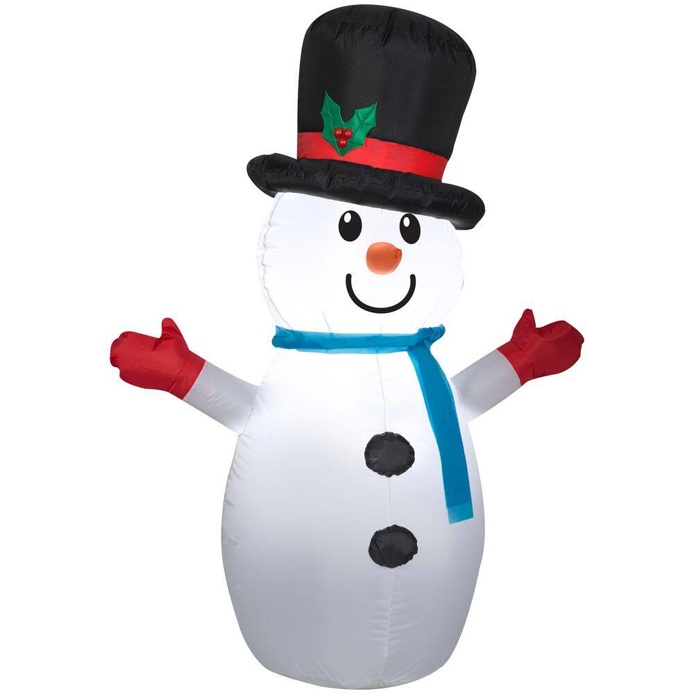 Gemmy 4 ft. Tall x 2.1 ft. Wide Airblown Little Snowman in Top Hat ...