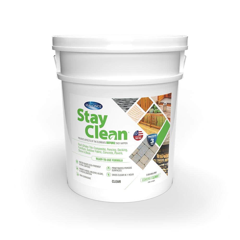 SEAL-ONCE Stay Clean 5 Gallon Clear Ready-To-Use Exterior Multi-Surface ...
