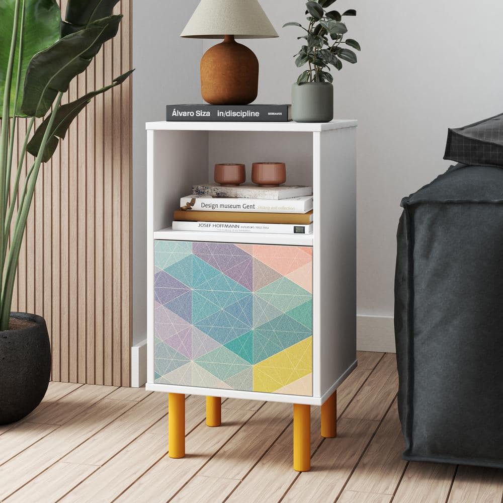 Manhattan Comfort Retro Mid-Century Modern White and Multi Color Red ...