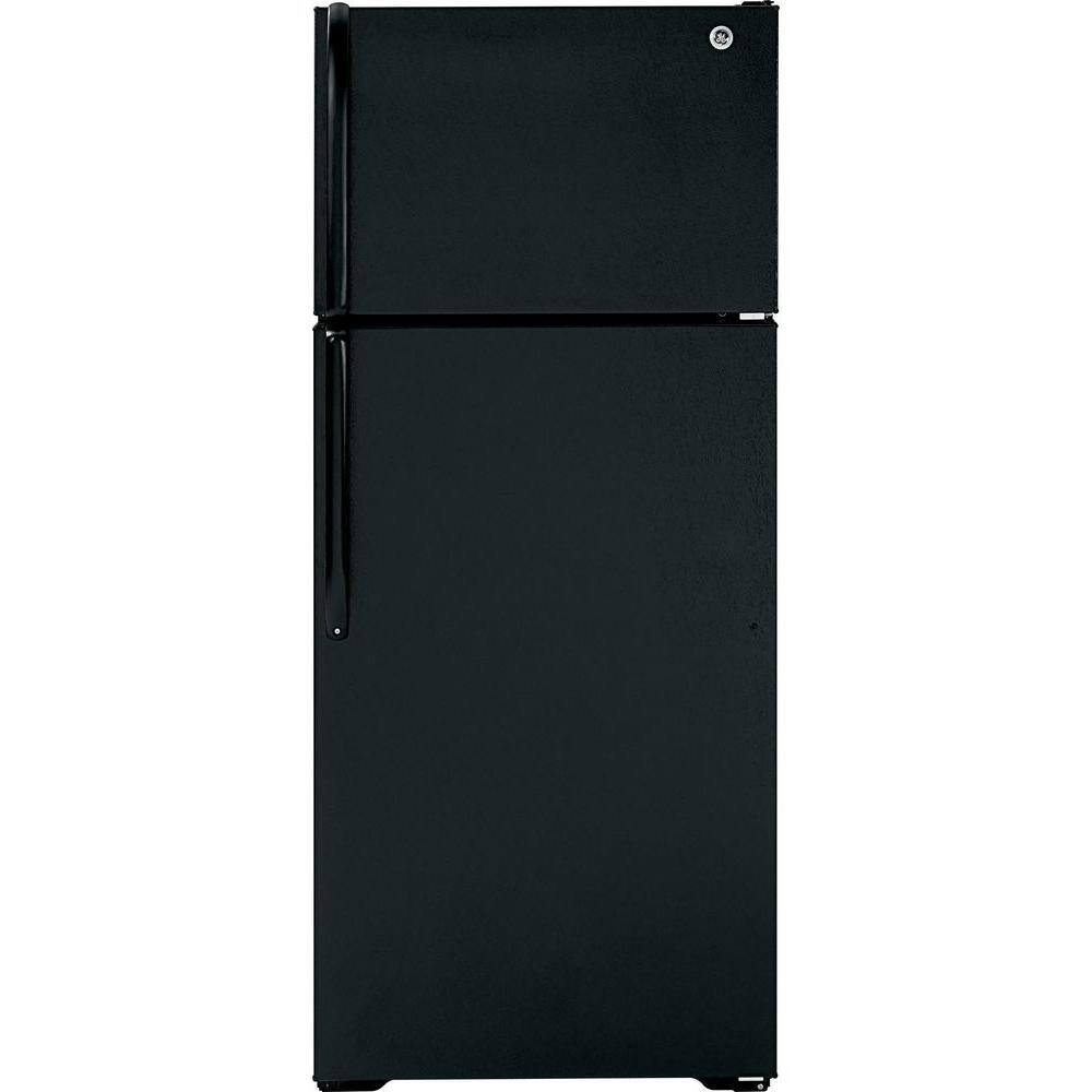 GE 18.1 cu. ft. Top Freezer Refrigerator in Black GTH18LCDBB - The Home ...