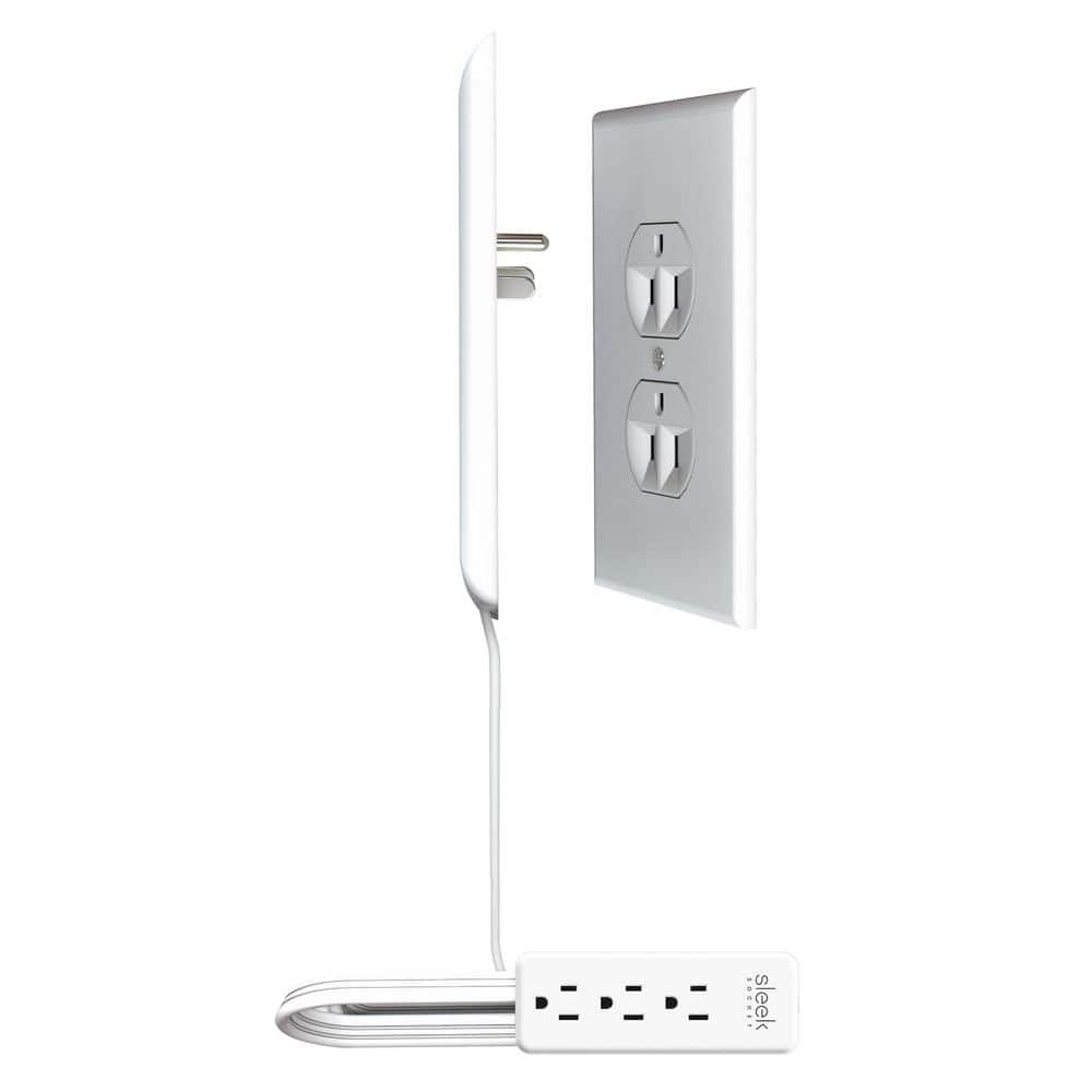 Sleek Socket Inverted 3 ft. 1 / 1 Indoor 3-Outlet Cord and Plug ...