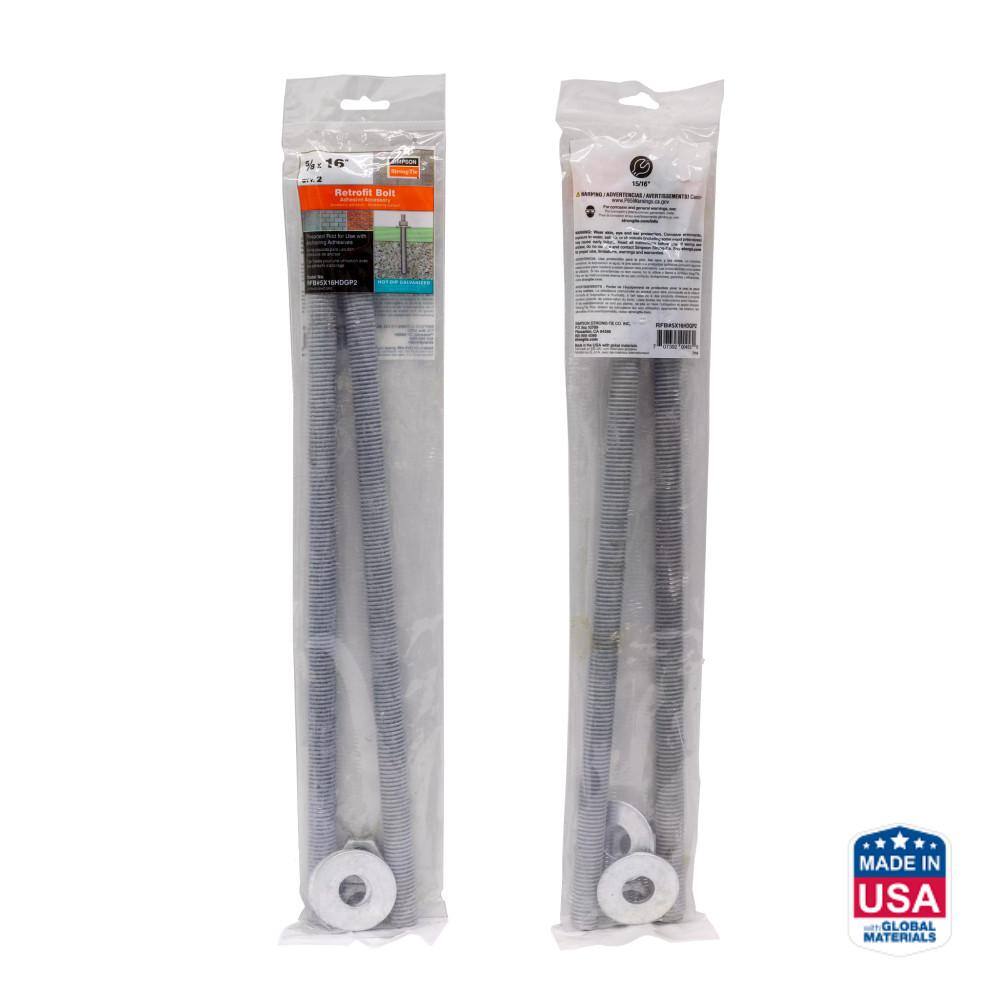 Simpson Strong-Tie RFB 5/8 in. x 16 in. Hot-Dip Galvanized Retrofit ...