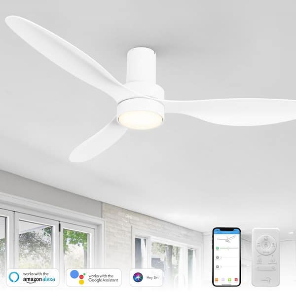 CARRO Semmes 52 in. Integrated LED Indoor White DC Motor Smart Ceiling ...