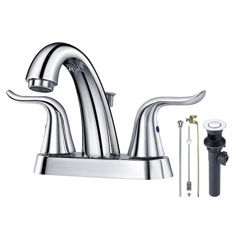 ARCORA 4 in. Centerset Double-Handle Bathroom Faucet with Drain Kit in ...