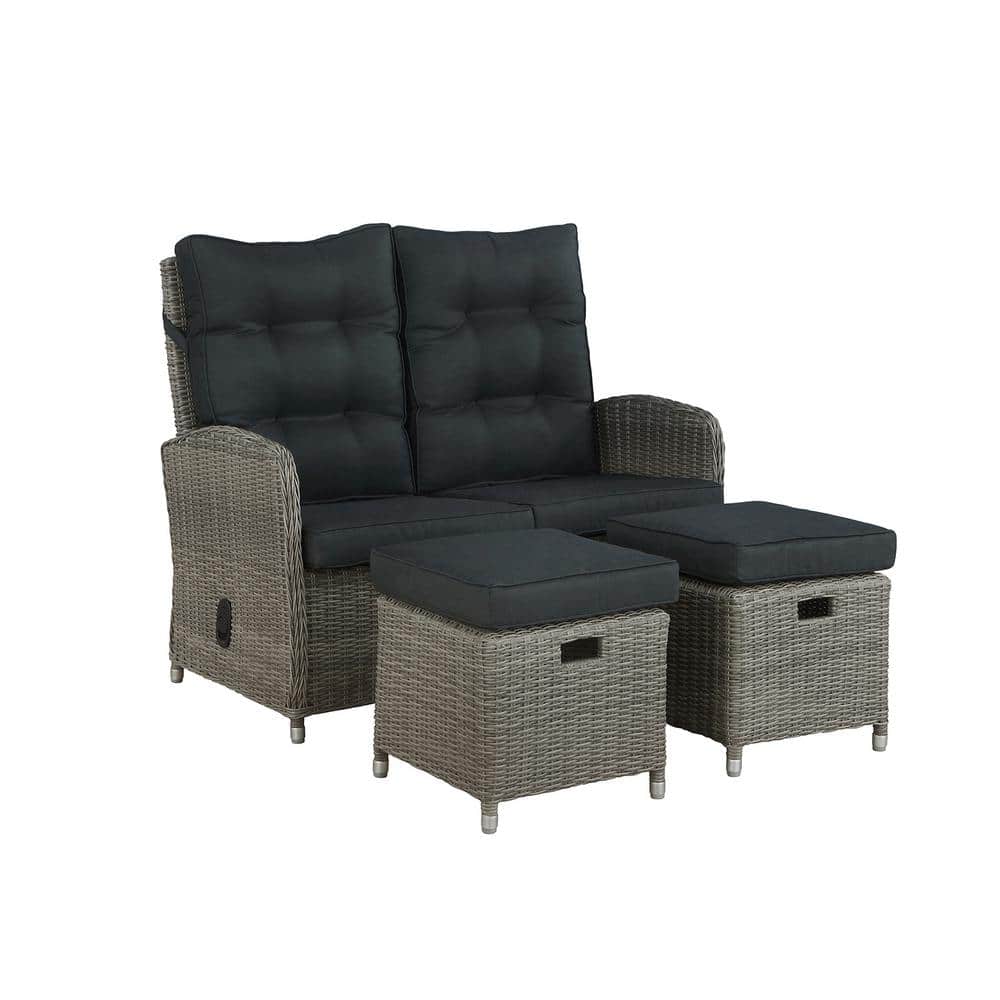 Pure Garden Monaco 3-Piece All-Weather Wicker Outdoor Reclining ...