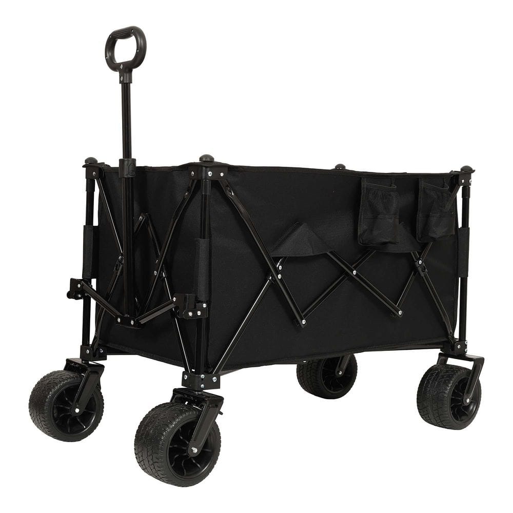Boosicavelly 5 cu. ft. Black Steel Garden Cart with Side Pocket ...
