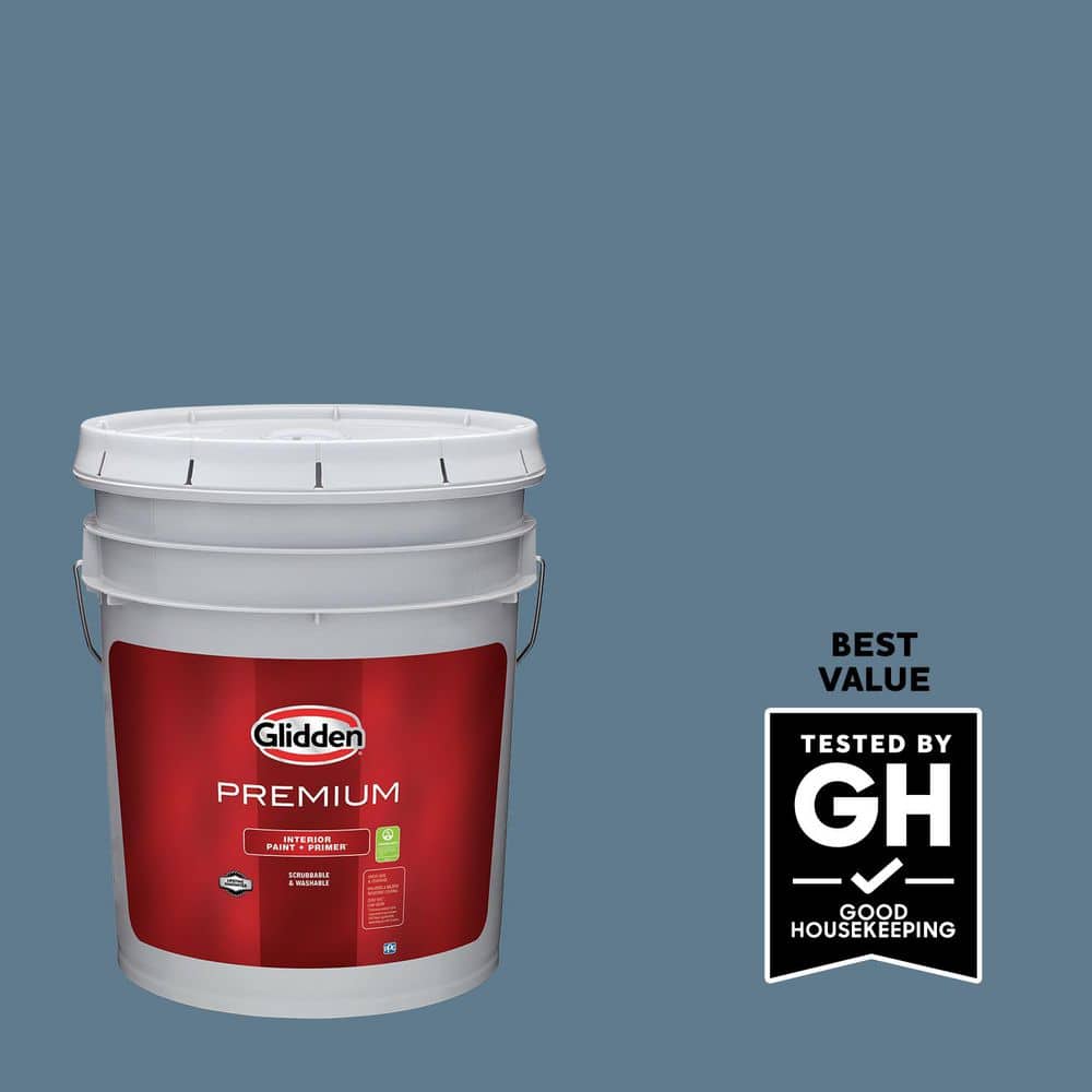 Glidden Premium 5 gal. PPG1155-6 Canyon Blue Semi-Gloss Interior Latex ...