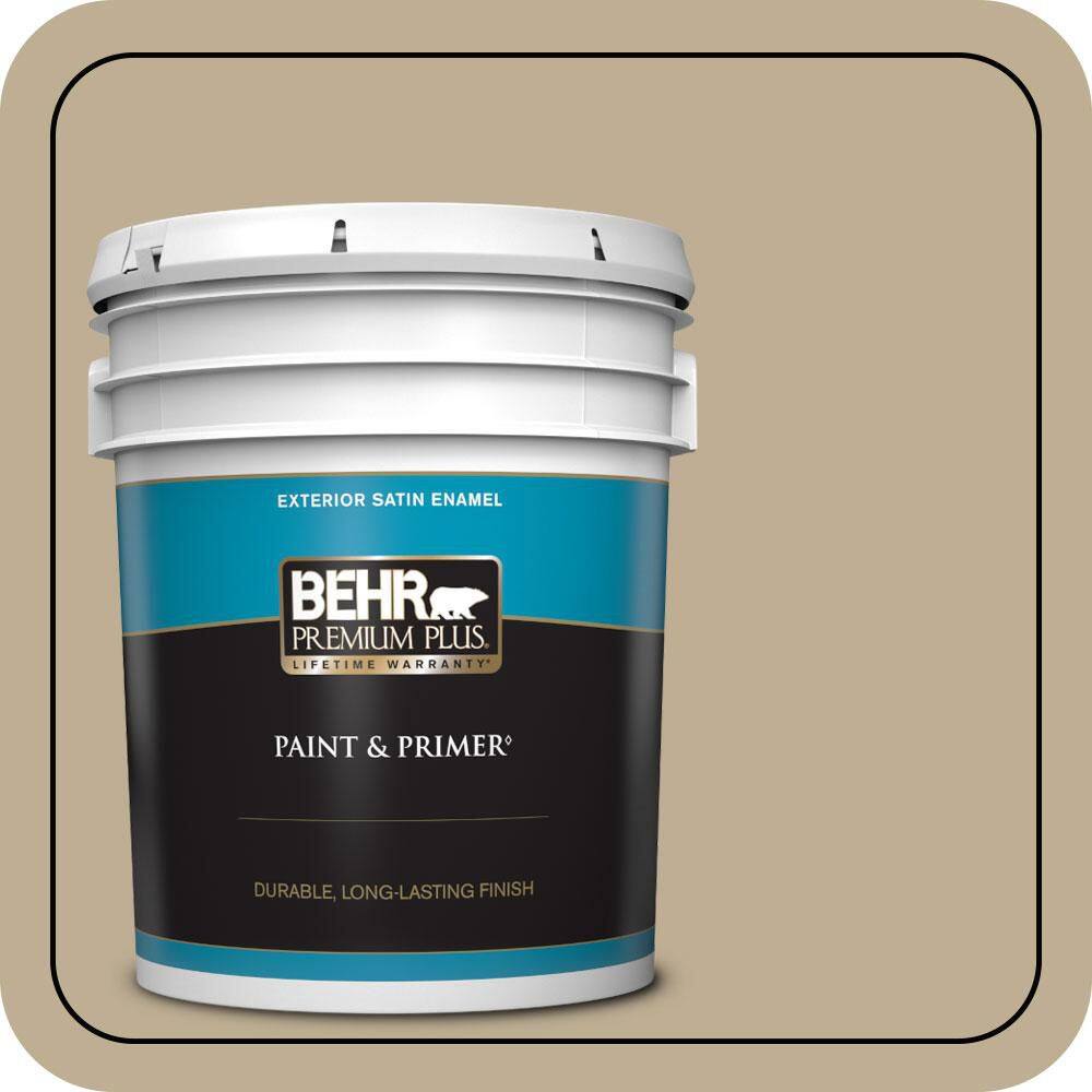 BEHR PREMIUM PLUS 5 gal. #740D-4 Mochachino Satin Enamel Exterior Paint ...