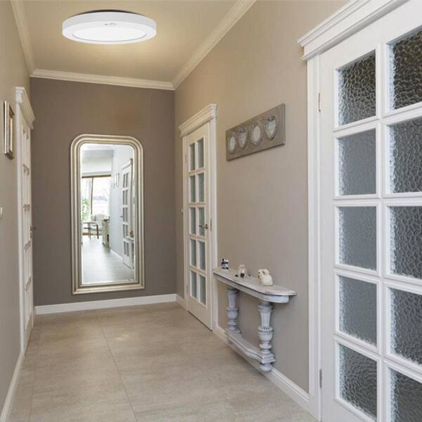 RUN BISON 6.5 in. Modern White 5CCT Ultra-Thin Integrated LED Flush ...