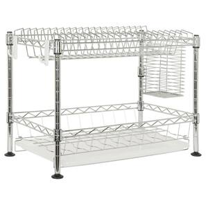Better Chef 16 in. 2-Tier Blue Chrome Plated Standing Dish Rack ...