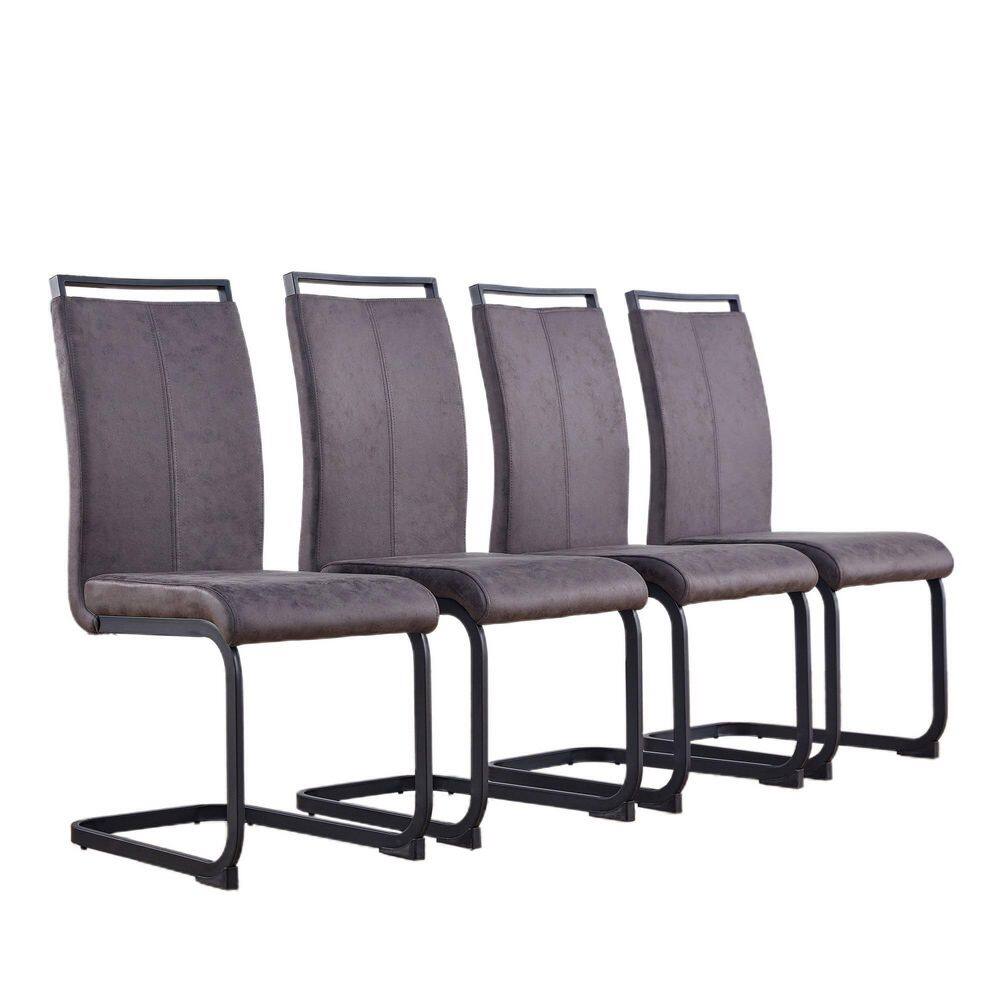 Taupe Modern Dining Chairs Leathaire Fabric High Back Upholstered Side ...