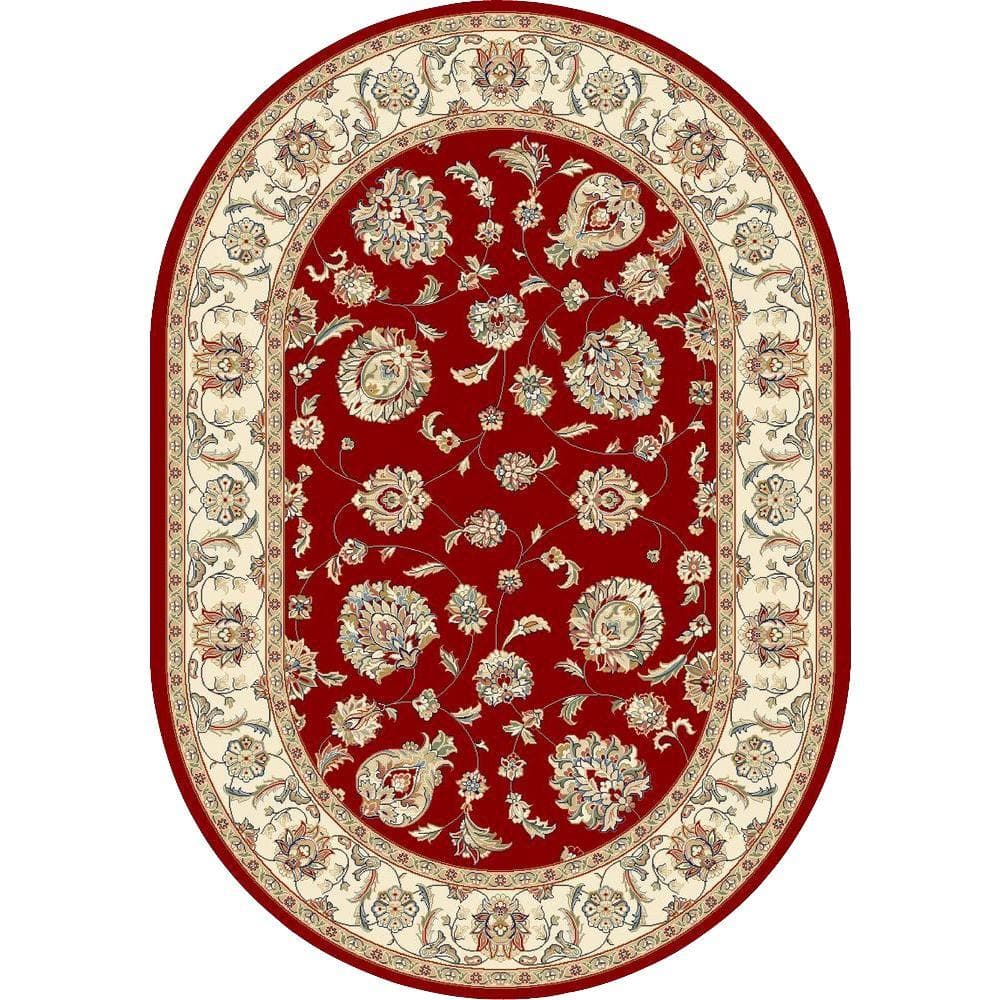 Home Decorators Collection Judith Red/Ivory 7 ft. x 10 ft. Indoor Oval ...