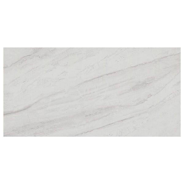 TrafficMaster Vigo White 12 in. x 24 in. Matte Ceramic Marble Look ...