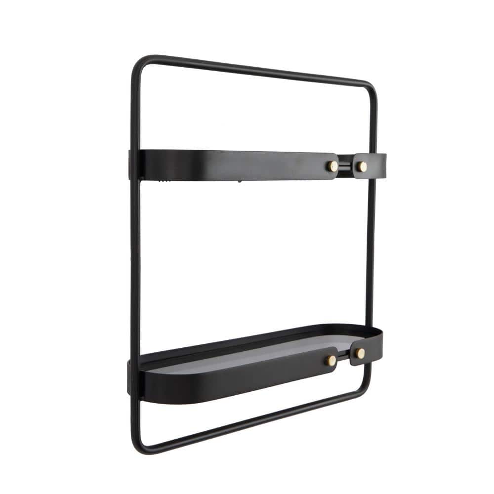 CosmoLiving by Cosmopolitan Black 2 Shelves Wood Wall Shelf with Lip ...