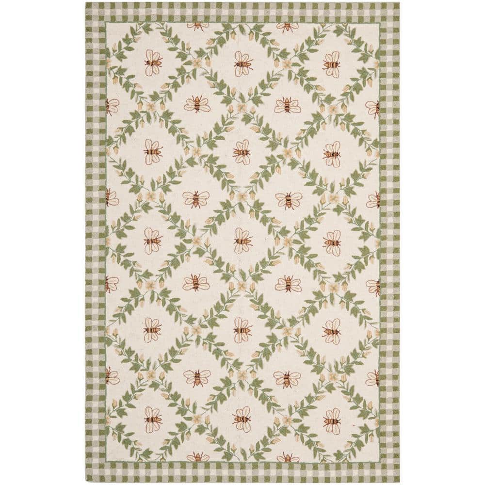 SAFAVIEH Chelsea Ivory/Green 9 ft. x 12 ft. Border Area Rug HK55A-9 ...