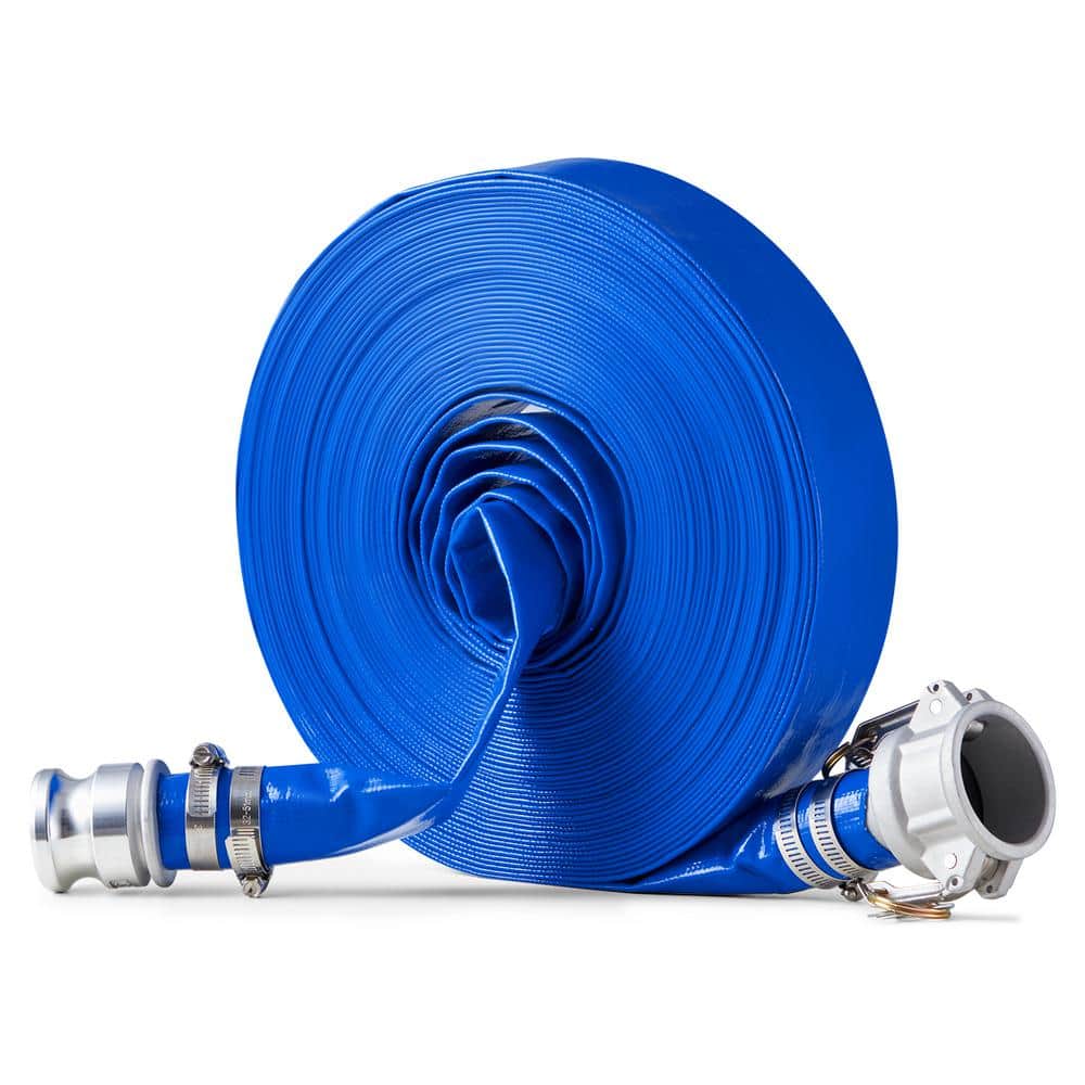 VEVOR Backwash Hose 1.5 in. x 100 ft. Blue High Quality PVC Hose Clamps ...