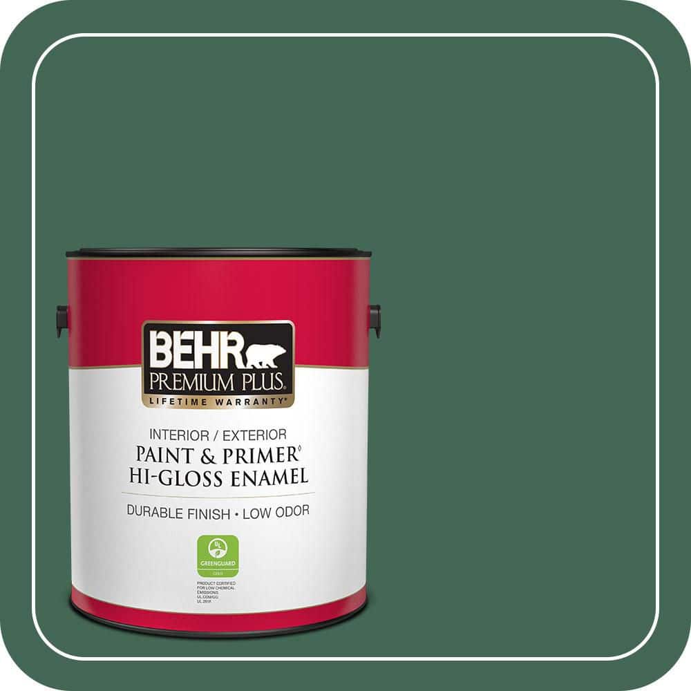 BEHR PREMIUM PLUS 1 gal. #M420-7 Billiard Green Hi-Gloss Enamel ...
