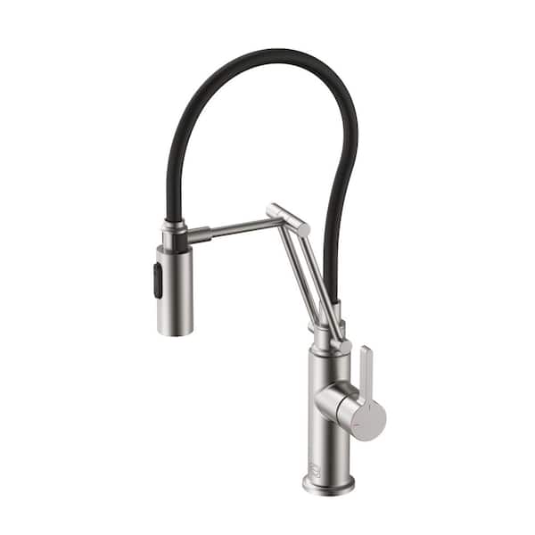 Timeless Home Brushed Nickel 20 in. Single Handle Pull Down Sprayer ...