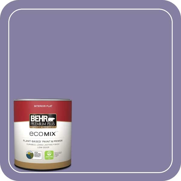 BEHR PREMIUM PLUS 1 qt. #640D-6 Chinese Violet Flat EcoMix Plant-Based ...
