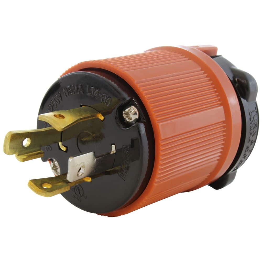 AC WORKS NEMA L14-30P 30A 125/250V 4-Prong Locking Male Plug With UL, C ...