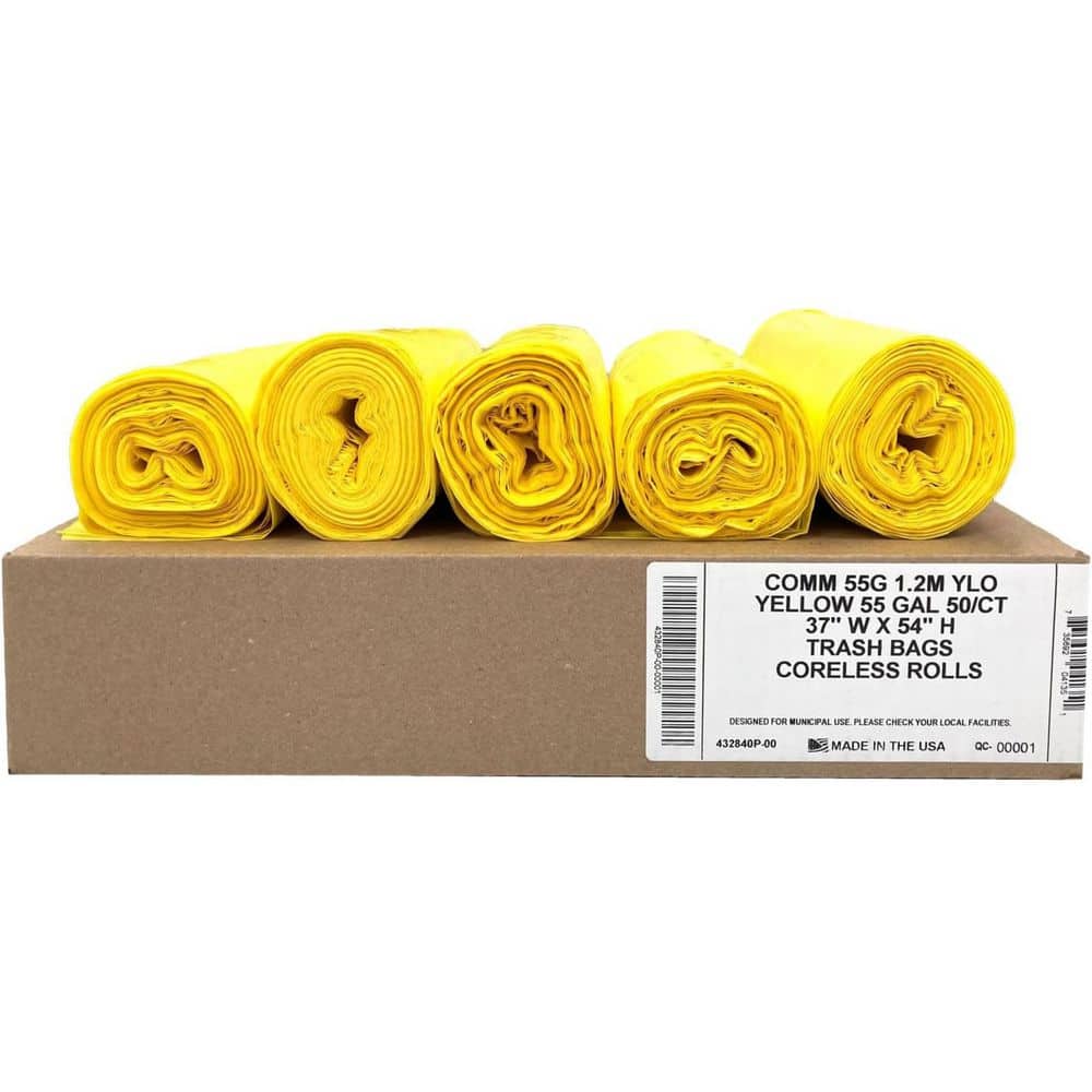 Ultrasac Heavy Duty 55 Gallon Yellow Trash Bags (Value 50 Pack) 1.5 MIL ...
