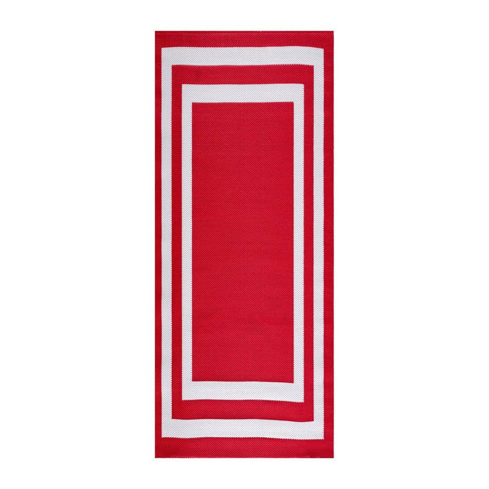 PLAYA RUG Paris Red White 2 ft. 3 in. x 6 ft. Reversible Recycled ...