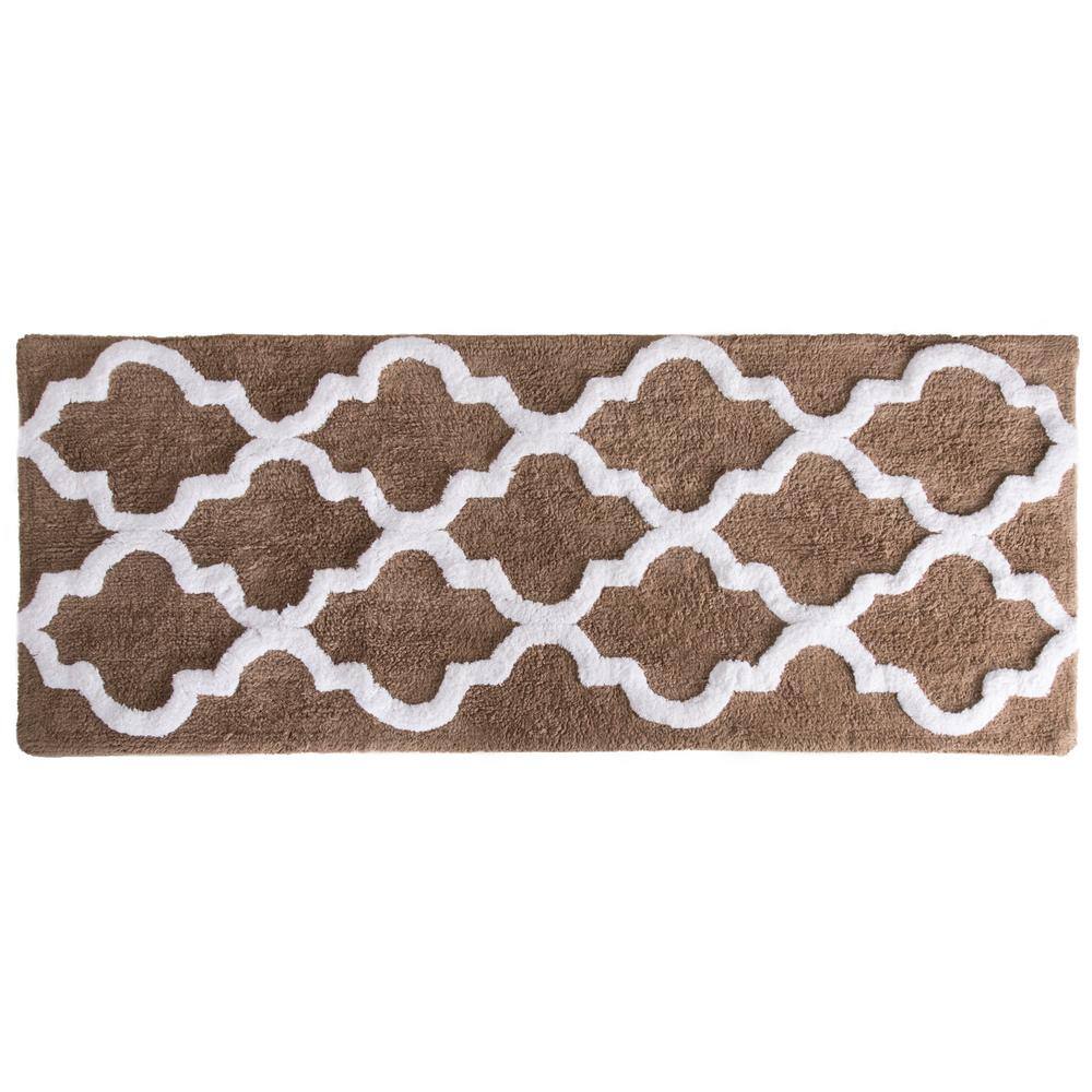 Lavish Home Trellis Taupe 24 in. x 60 in. Bathroom Mat 67-0029-T - The ...