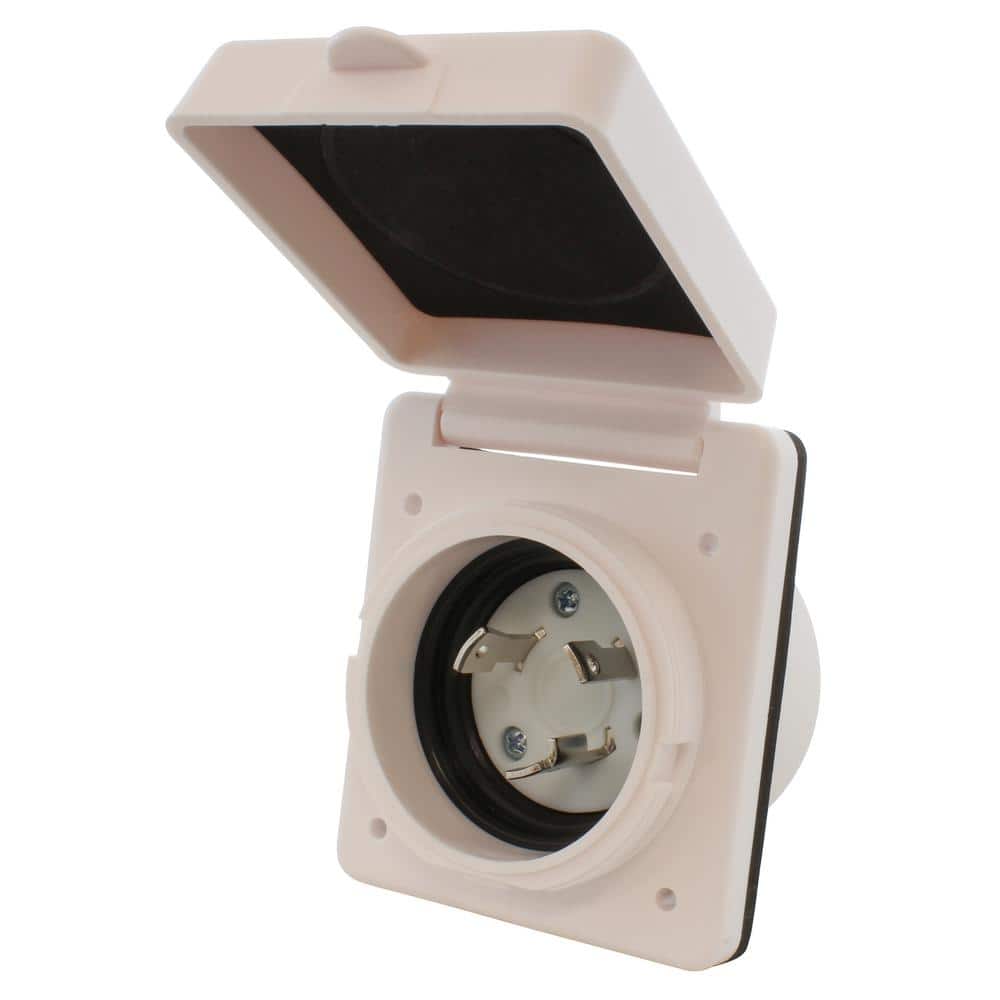AC WORKS 30 Amp 125-Volt L5-30P RV/Marine Power Input Inlet in White ...