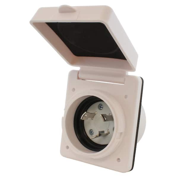 AC WORKS 30 Amp 125-Volt L5-30P RV/Marine Power Input Inlet in White ...