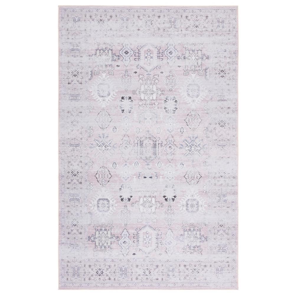 SAFAVIEH Tuscon Pink/Beige 8 ft. x 10 ft. Machine Washable Medallion ...