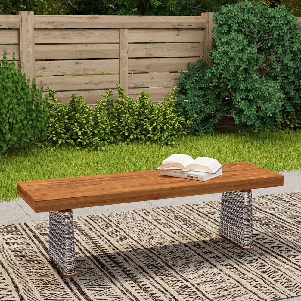 CHRISTOPHER KNIGHT HOME Kenneth 57 in. 2-Person Teak Finish Acacia Wood ...