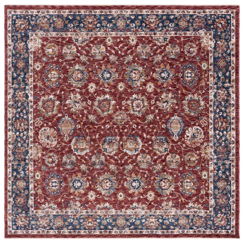 SAFAVIEH Heirloom 7 ft. x 7 ft. Rust/Navy Border Floral Square Area Rug ...