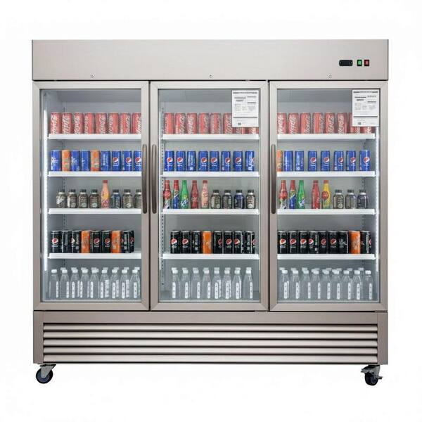 Cooler Depot 81 in. W 72 cu. ft. Glass 3-Door Commercial Merchandiser ...