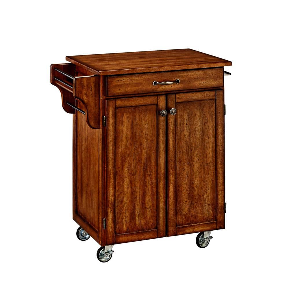 HOMESTYLES Cuisine Cart Warm Oak Kitchen Cart with Towel Rack 9001 ...