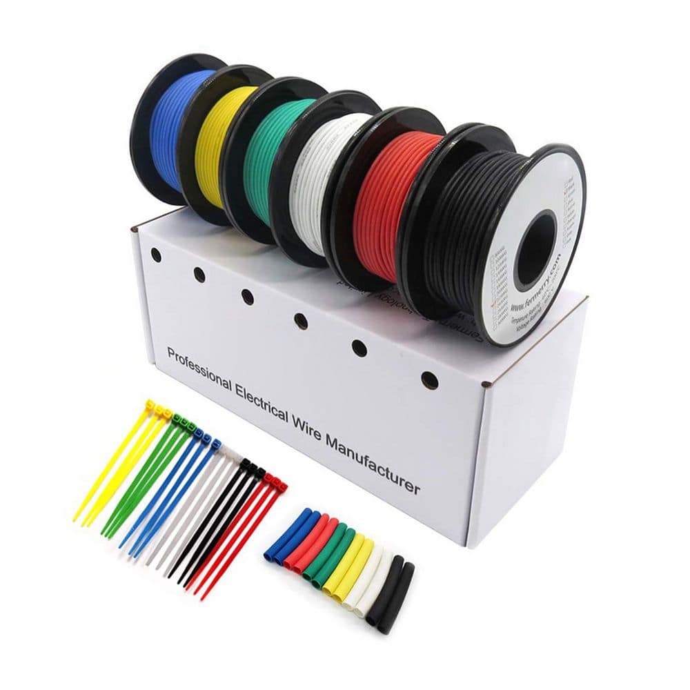 Vrbgify 60 ft. 22 Gauge /1 Stranded Silicone Electrical Wire Kit 6 ...