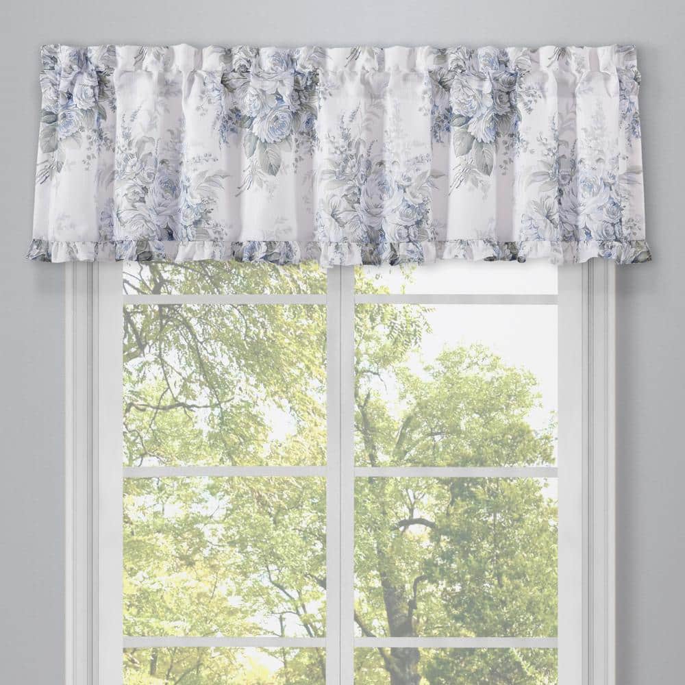 Estelle Blue Polyester Window Straight Valance 2470006STVAL - The Home ...
