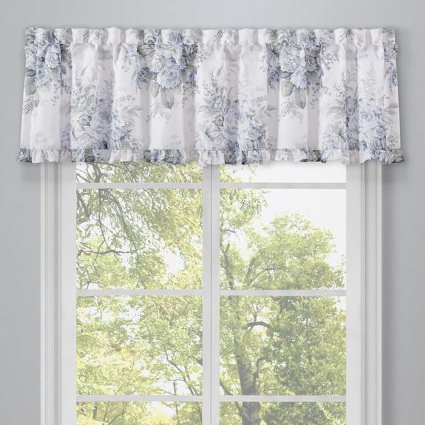 Estelle Blue Polyester Window Straight Valance 2470006STVAL - The Home ...