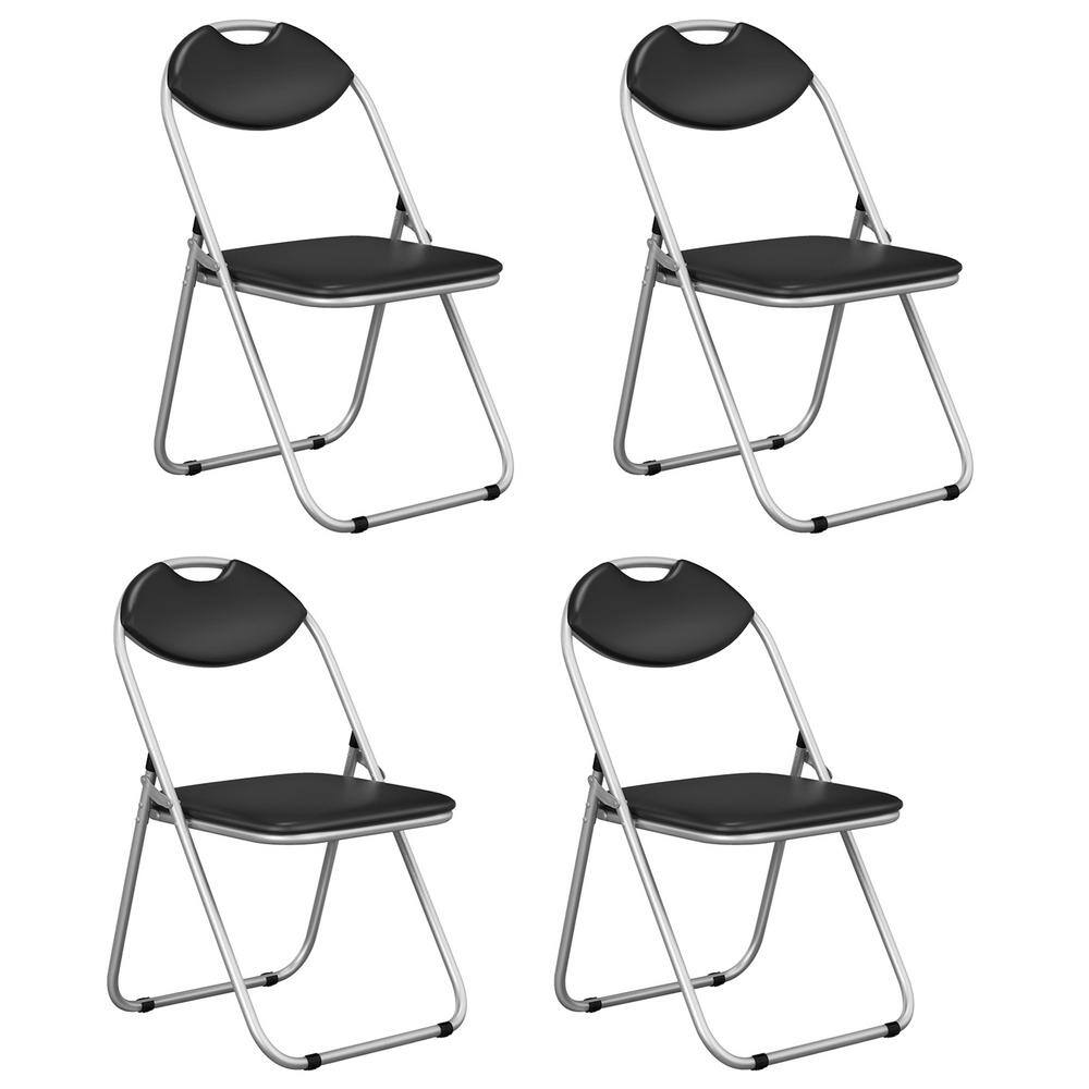 Costway Black U Shape Folding Chairs Furniture Home Outdoor Picnic ...