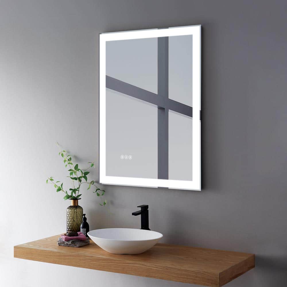 24 in. W x 32 in. H Rectangular Frameless Wall Mount Bathroom Vanity ...