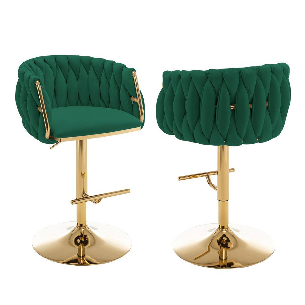 Best Quality Furniture Earl 25-33 in. Upholstered Emerald Green Low ...
