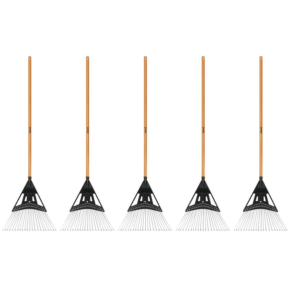 Anvil 5-Piece 47 in. L Wood Handle 20 in. Poly Steel Leaf Rake Garden ...