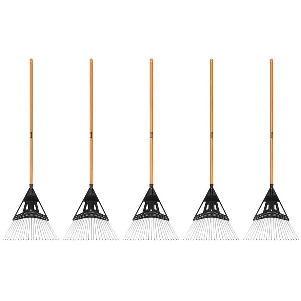 Anvil 5-Piece 47 in. L Wood Handle 20 in. Poly Steel Leaf Rake Garden ...