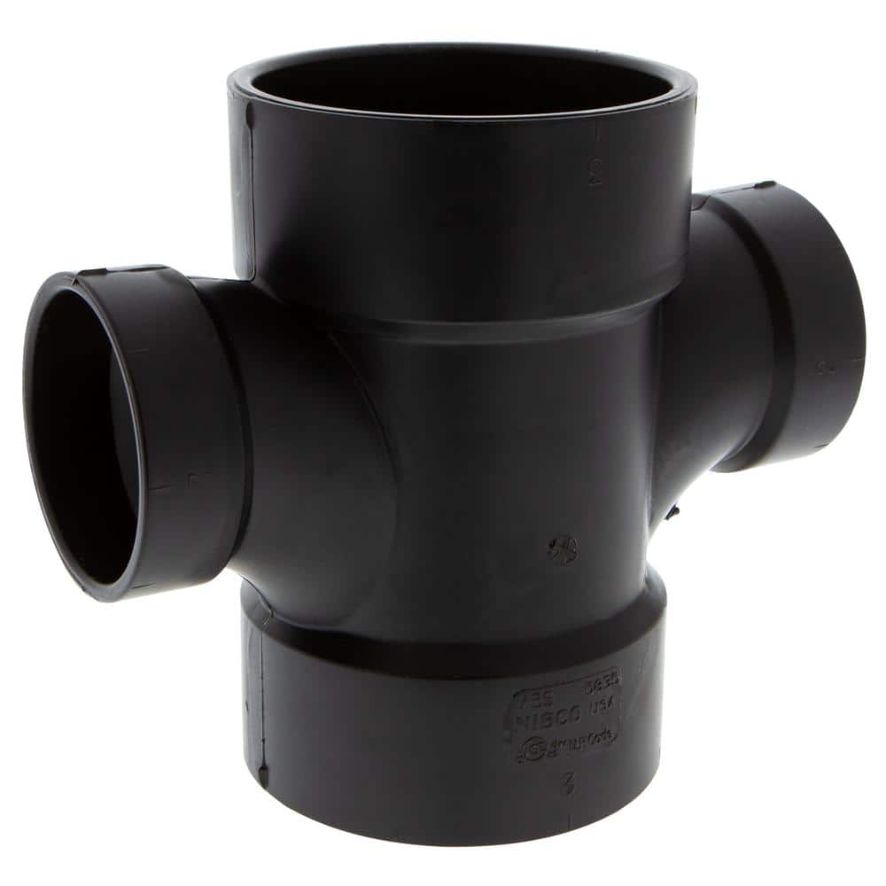 NIBCO 3 in. x 3 in. x 2 in. x 2 in. ABS DWV All Hub Double Sanitary Tee ...