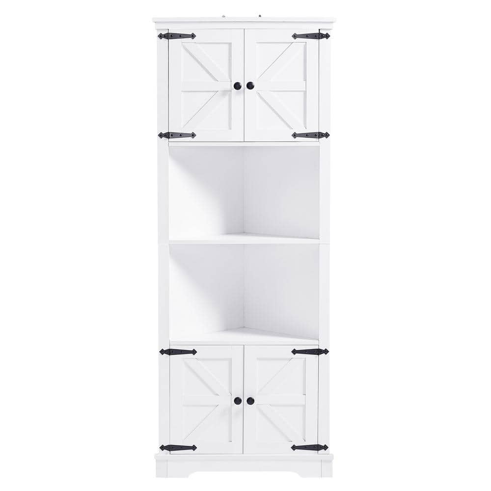 Zeus & Ruta 26 in. W x 19 in. D x 67 in. H White Corner Linen Cabinet ...