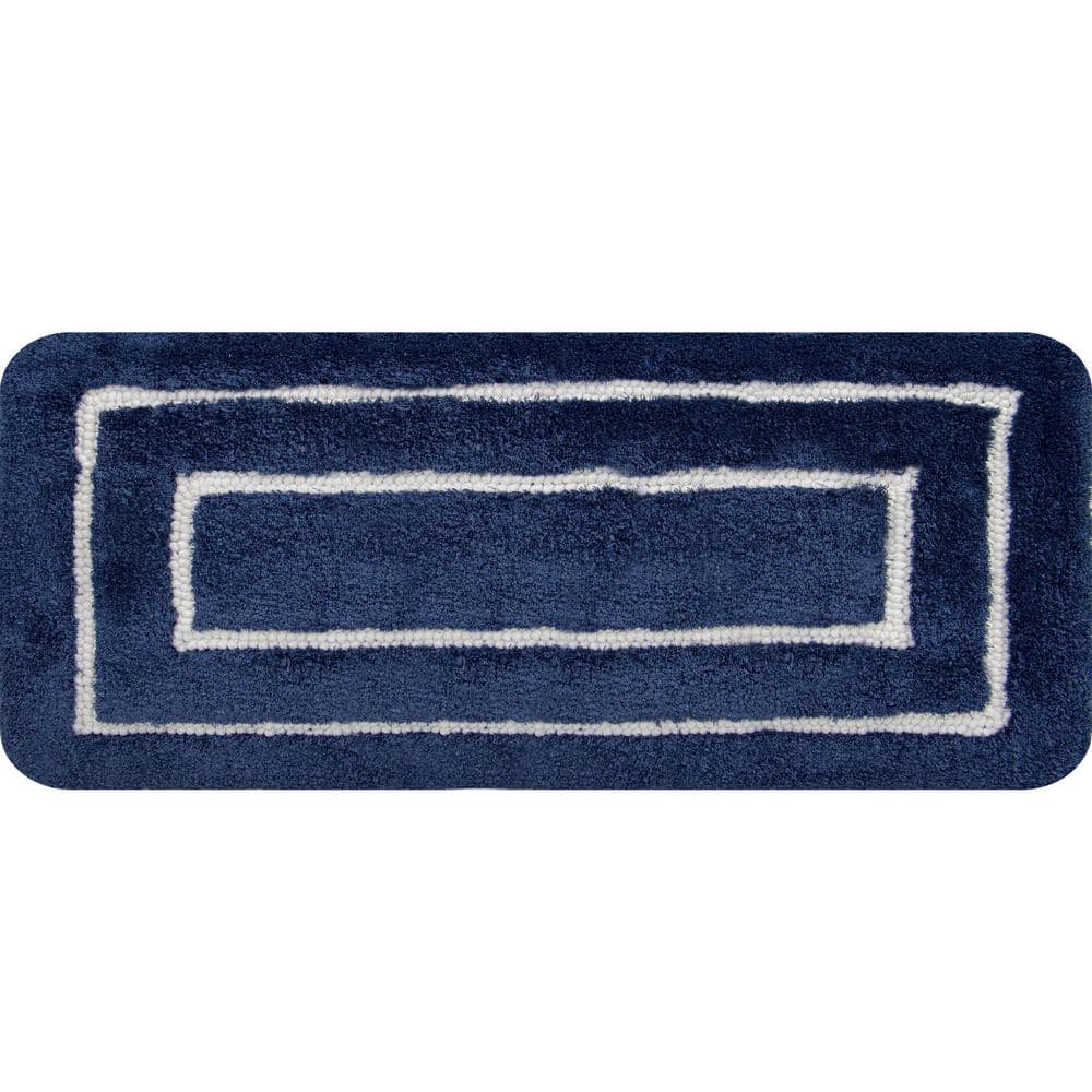 Borders Foam Navy 24 in. x 60 in. Cotton Bath Mat 85BOR540624x60 - The ...
