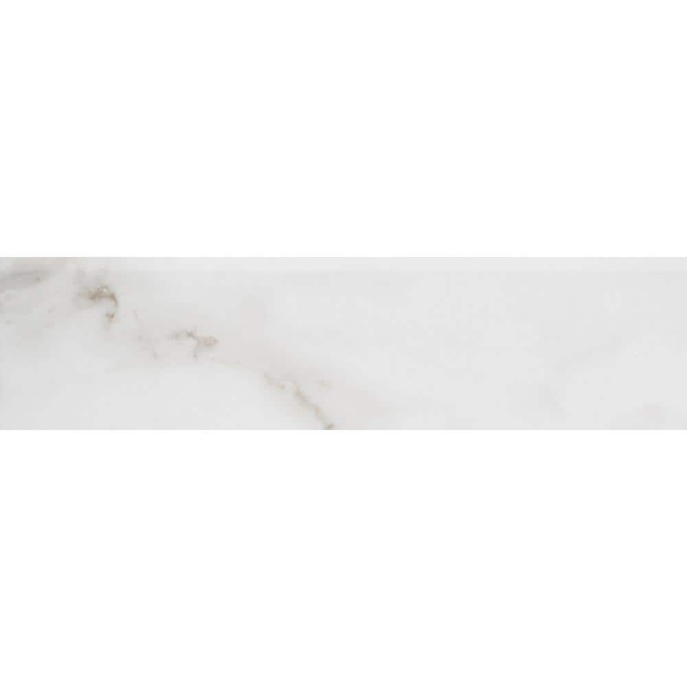 Florida Tile Home Collection Michelangelo Calacatta Bullnose 3 in. x 12 ...