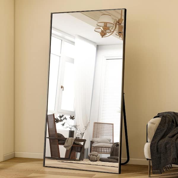 XRAMFY 34 in. W x 76 in. H Rectangular Classic Black Aluminum Alloy ...