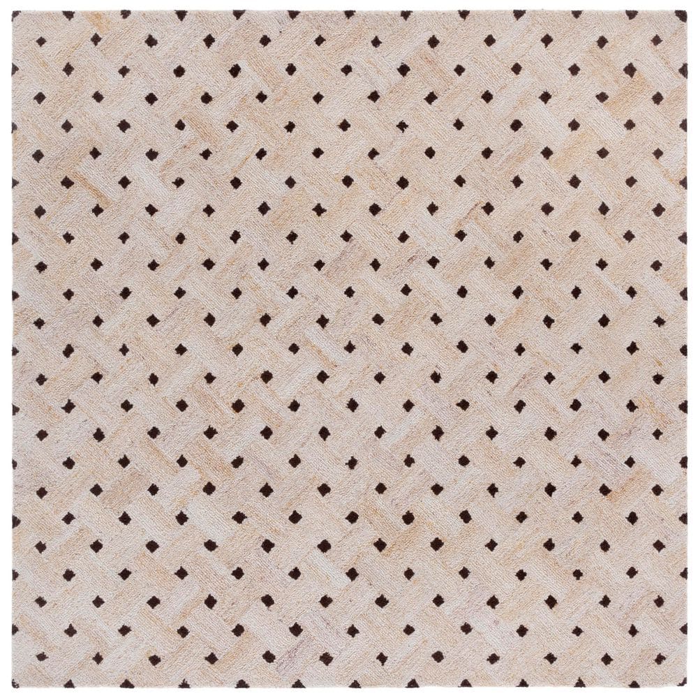 SAFAVIEH Genre 6 ft. x 6 ft. Light Brown/Ivory Spotted Lattice square ...